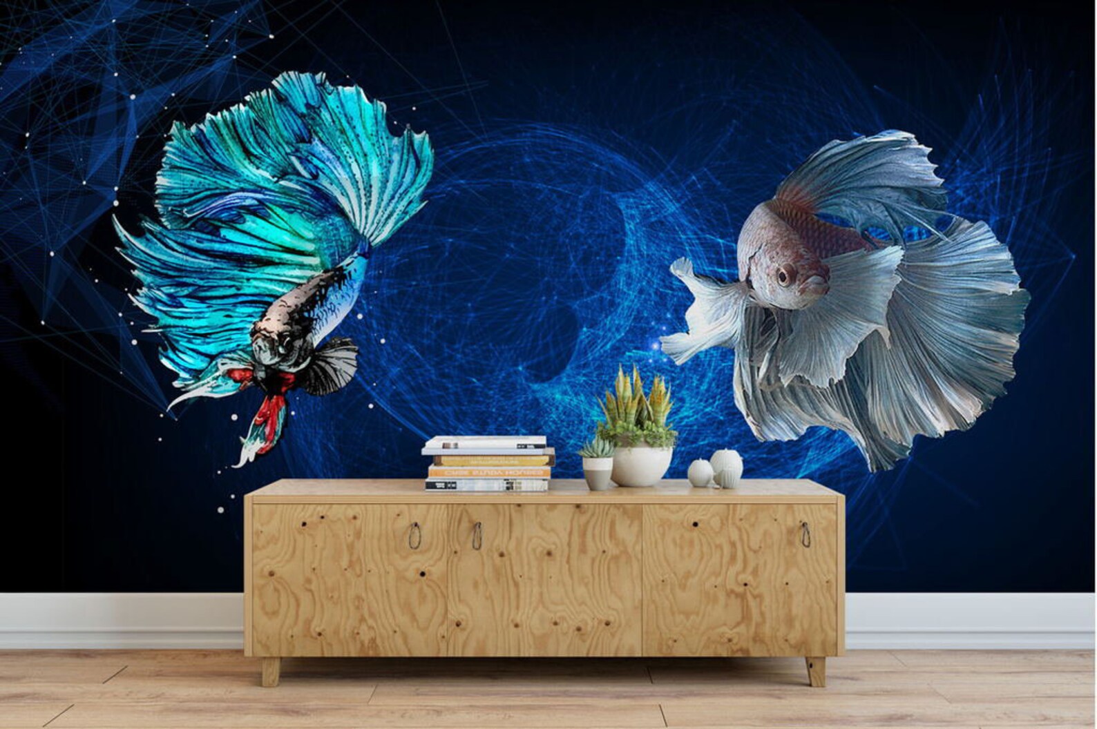 Blue Fish WG744 Wallpaper Mural Self Adhesive Peel and Stick | Etsy