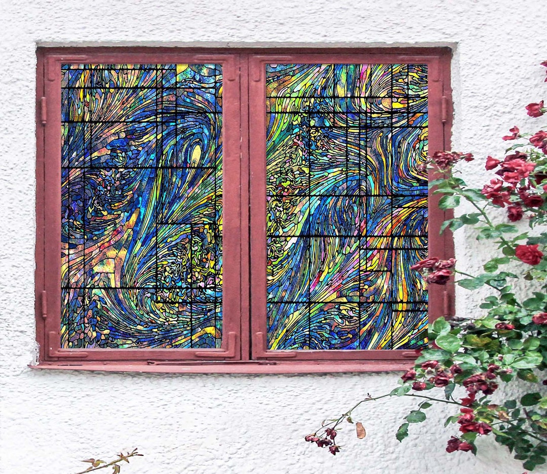 3D Dream Colors W6532 Window Film Print Sticker Cling Stained Glass ...