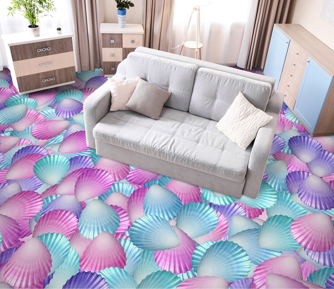 3D Three Color Shells 4271 Floor Wallpaper Murals Self-adhesive ...