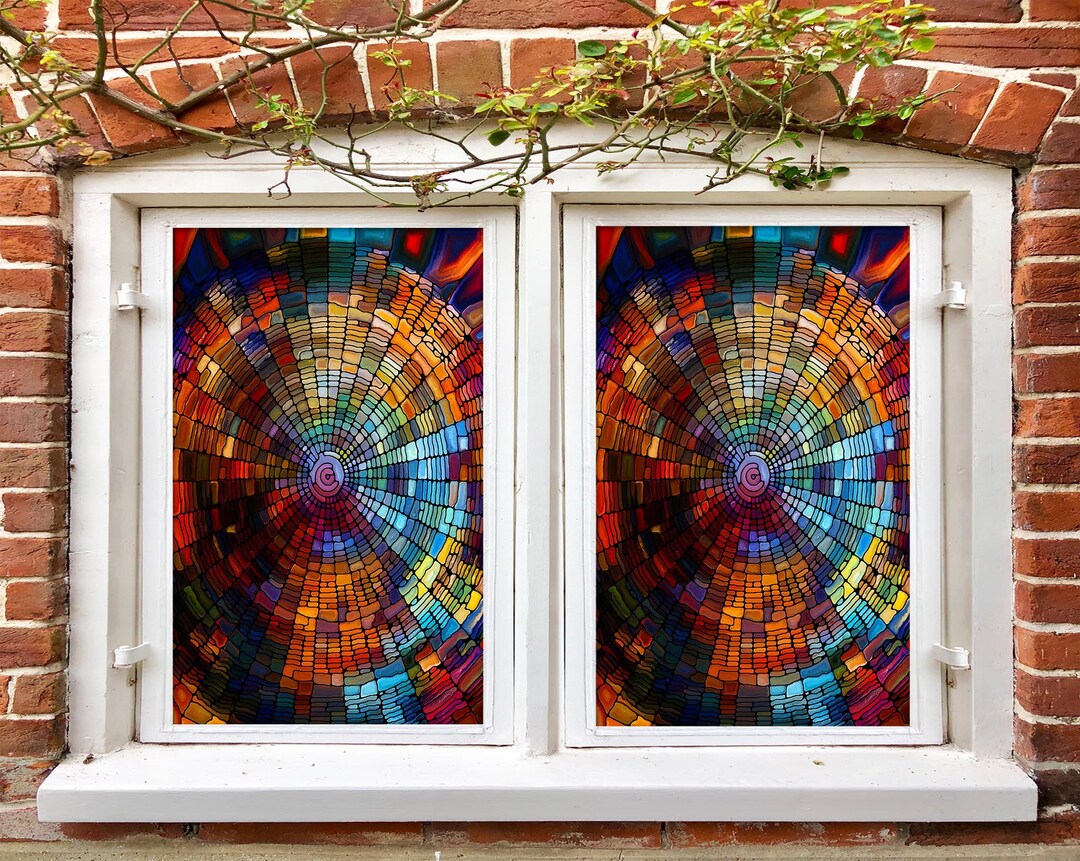 3D Colored Circles W725 Window Film Print Sticker Cling Stained Glass ...