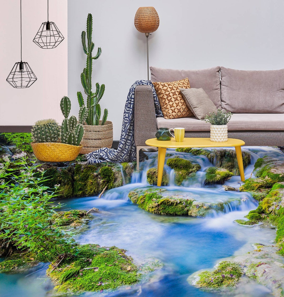 3D River Leaves 5481 Floor Wallpaper Murals Self-adhesive Removable ...