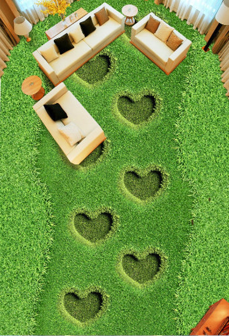3D Lawn Heart 1146 Floor Wallpaper Murals Self-adhesive - Etsy