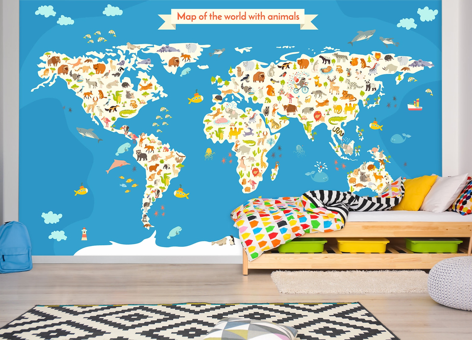 123x87312x219cm Cute World Map 738 Wallpaper - Etsy