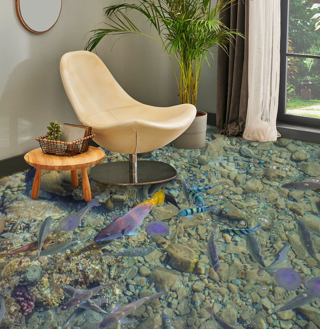 3D Sea Fish 4085 Floor Wallpaper Murals Self-adhesive Removable Kitchen ...