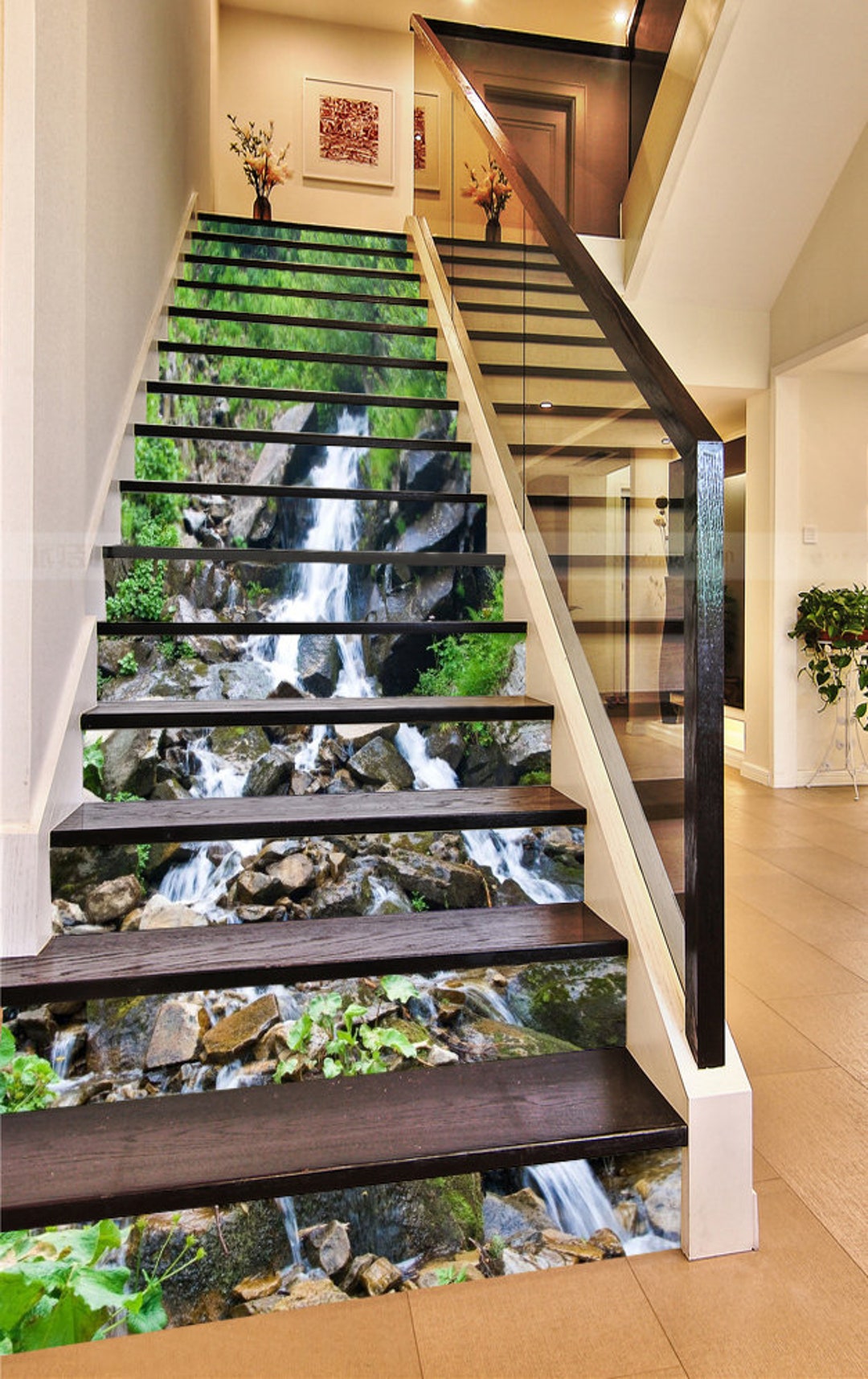 3D Stone Waterfall S1189 Pattern Tile Marble Stair Risers Decoration ...