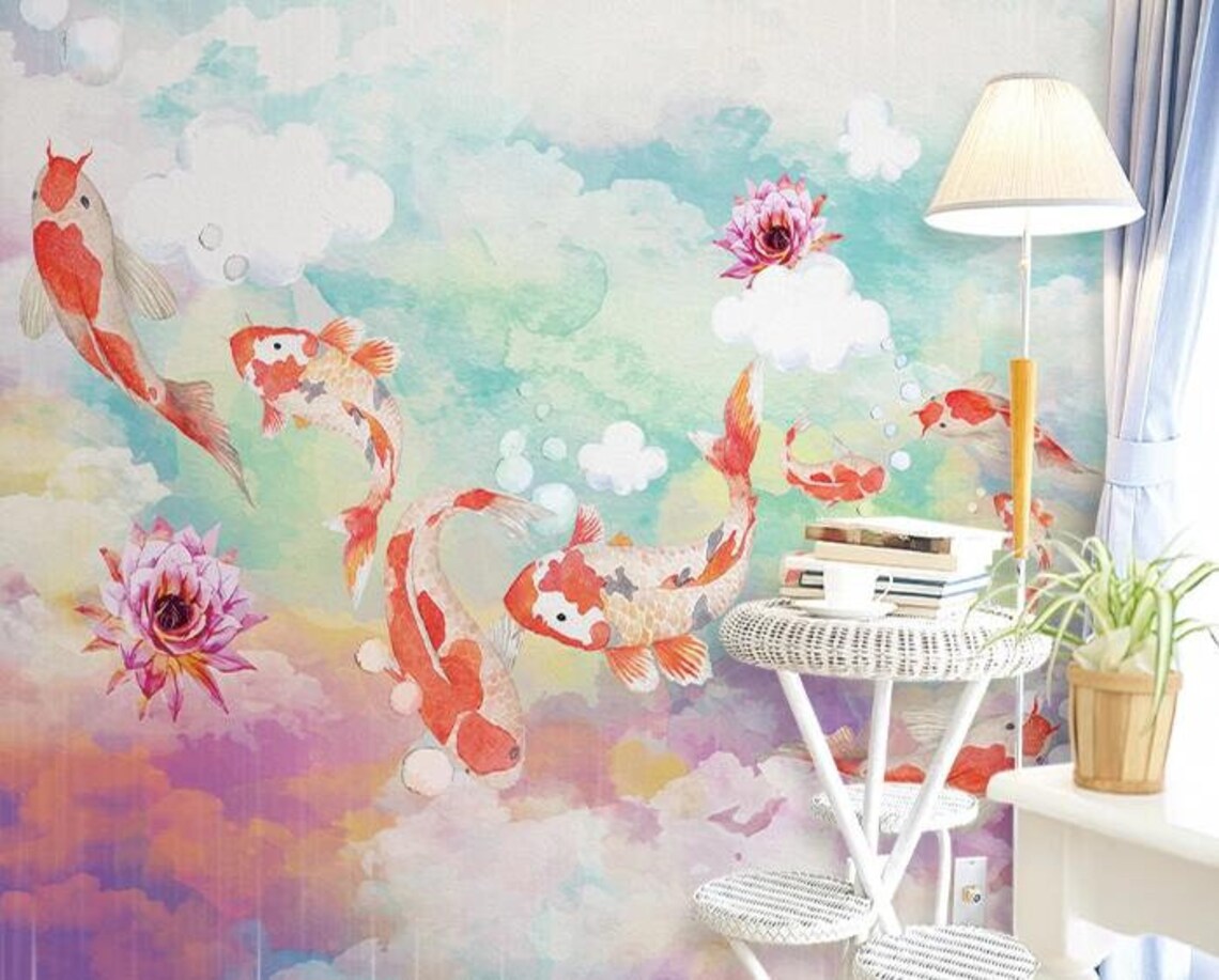 Goldfish Flower WC158 Wallpaper Mural Self Adhesive Peel and - Etsy