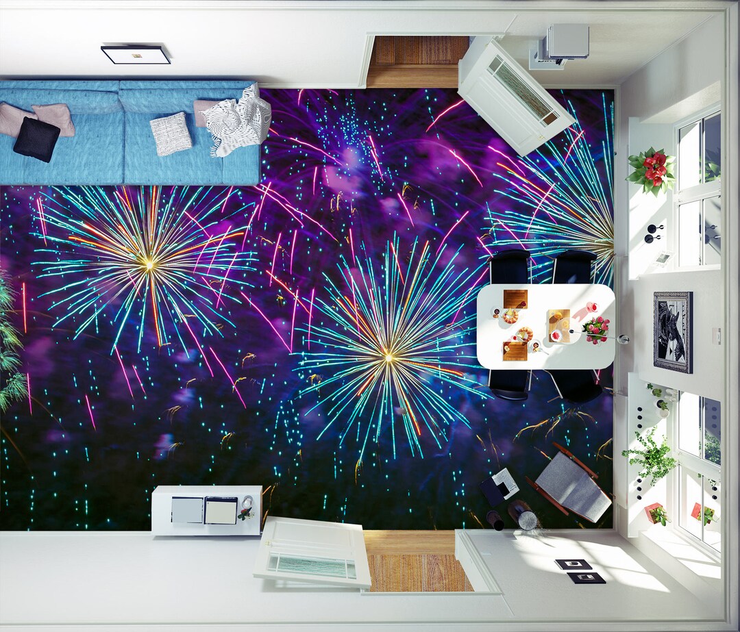 3D Night Fireworks 6188 Floor Wallpaper Murals Self-adhesive Removable ...
