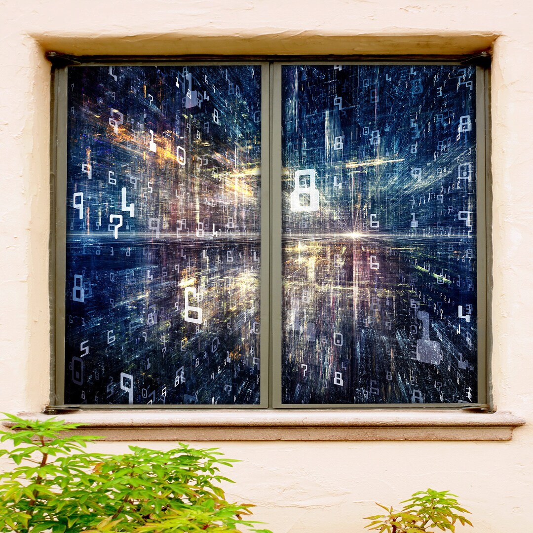 3D Number Pattern W1431 Window Film Print Sticker Cling Stained Glass ...