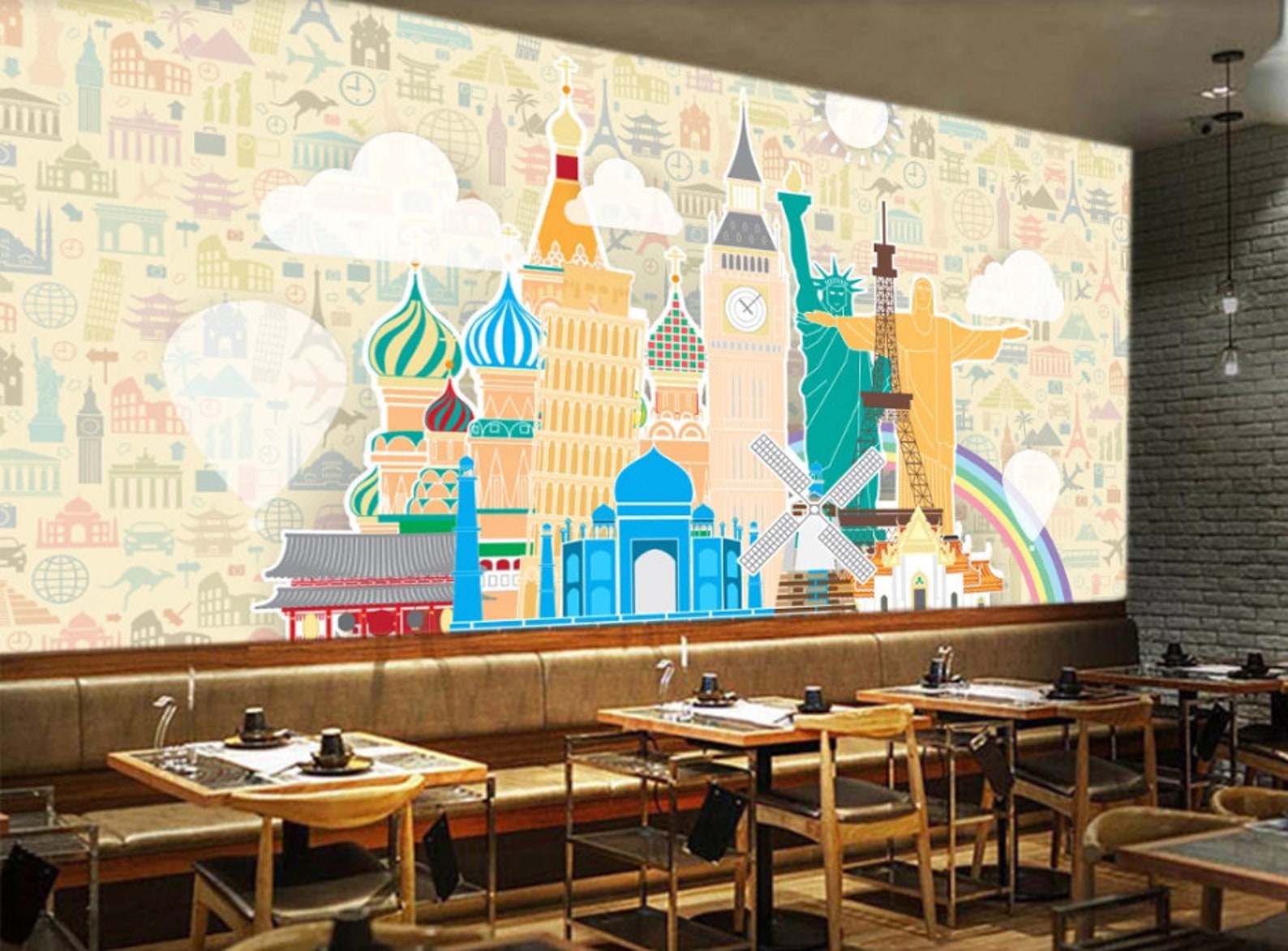 Cartoon Building A106 Wallpaper Mural Self Adhesive Peel and - Etsy