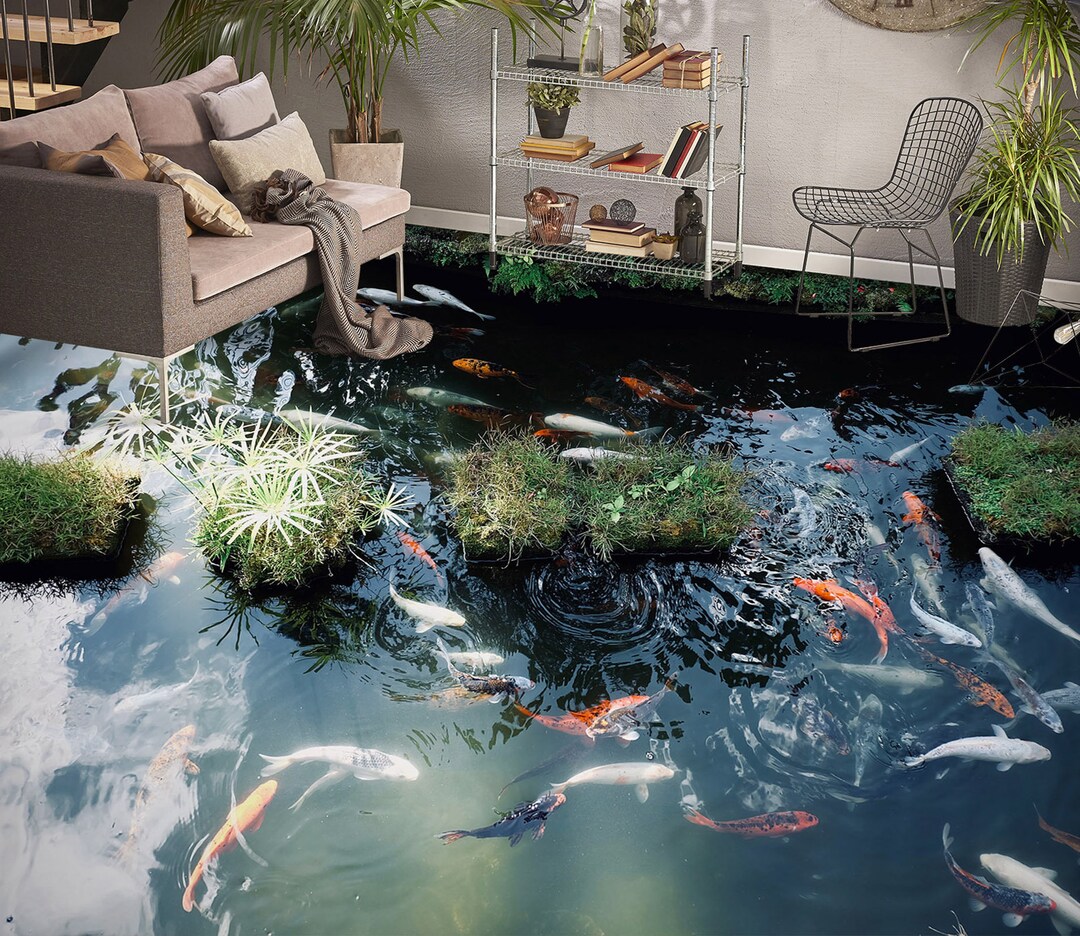 3D Fun White Fish 8496 Floor Wallpaper Murals Self-adhesive Removable ...