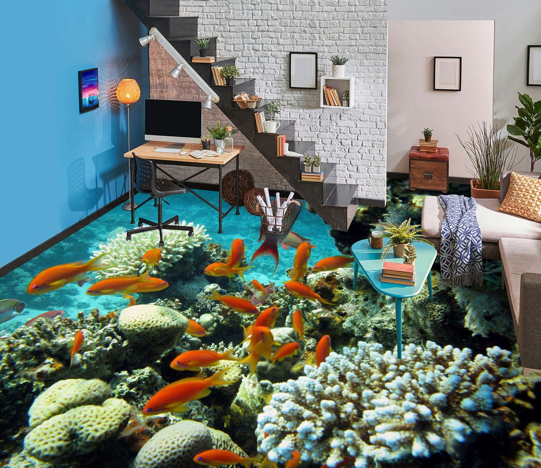 3D Coral Fish 3505 Floor Wallpaper Murals Self-adhesive Removable ...