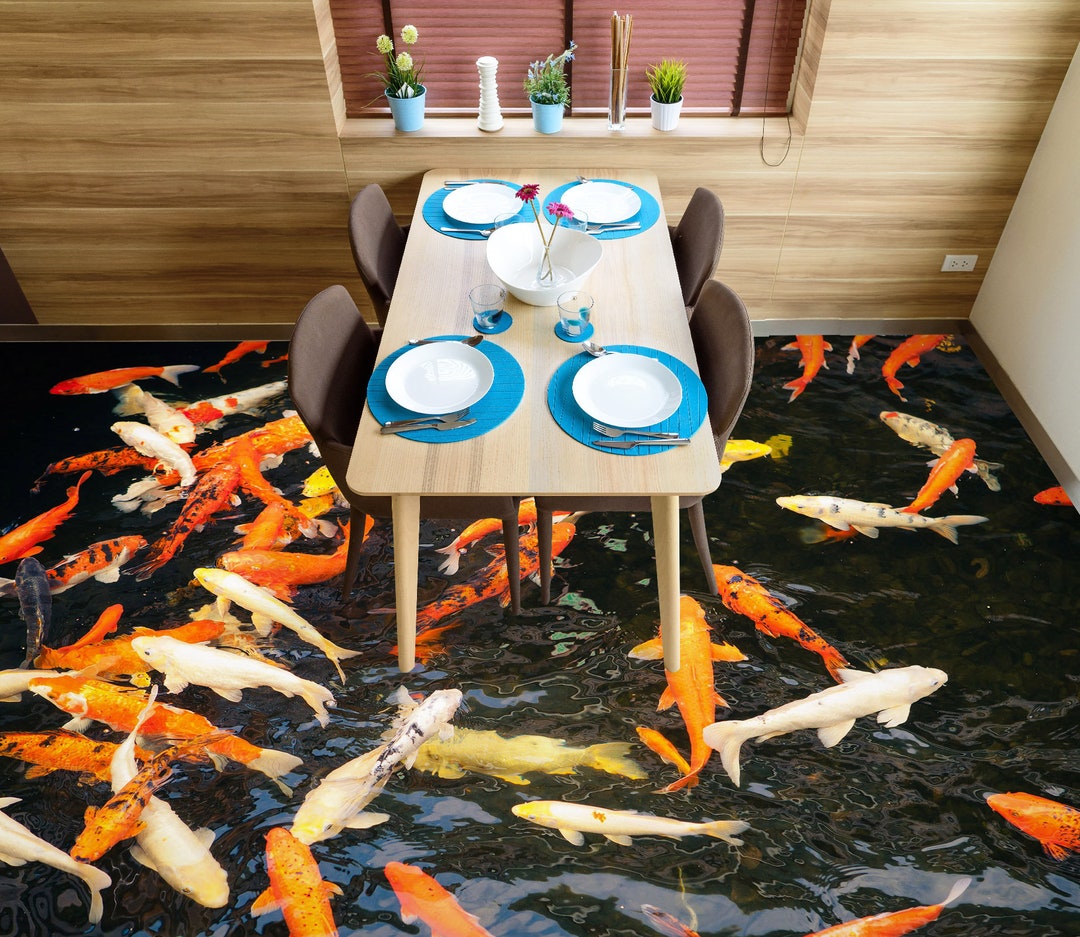 3D Creek Fish 4009 Floor Wallpaper Murals Self-adhesive Removable ...