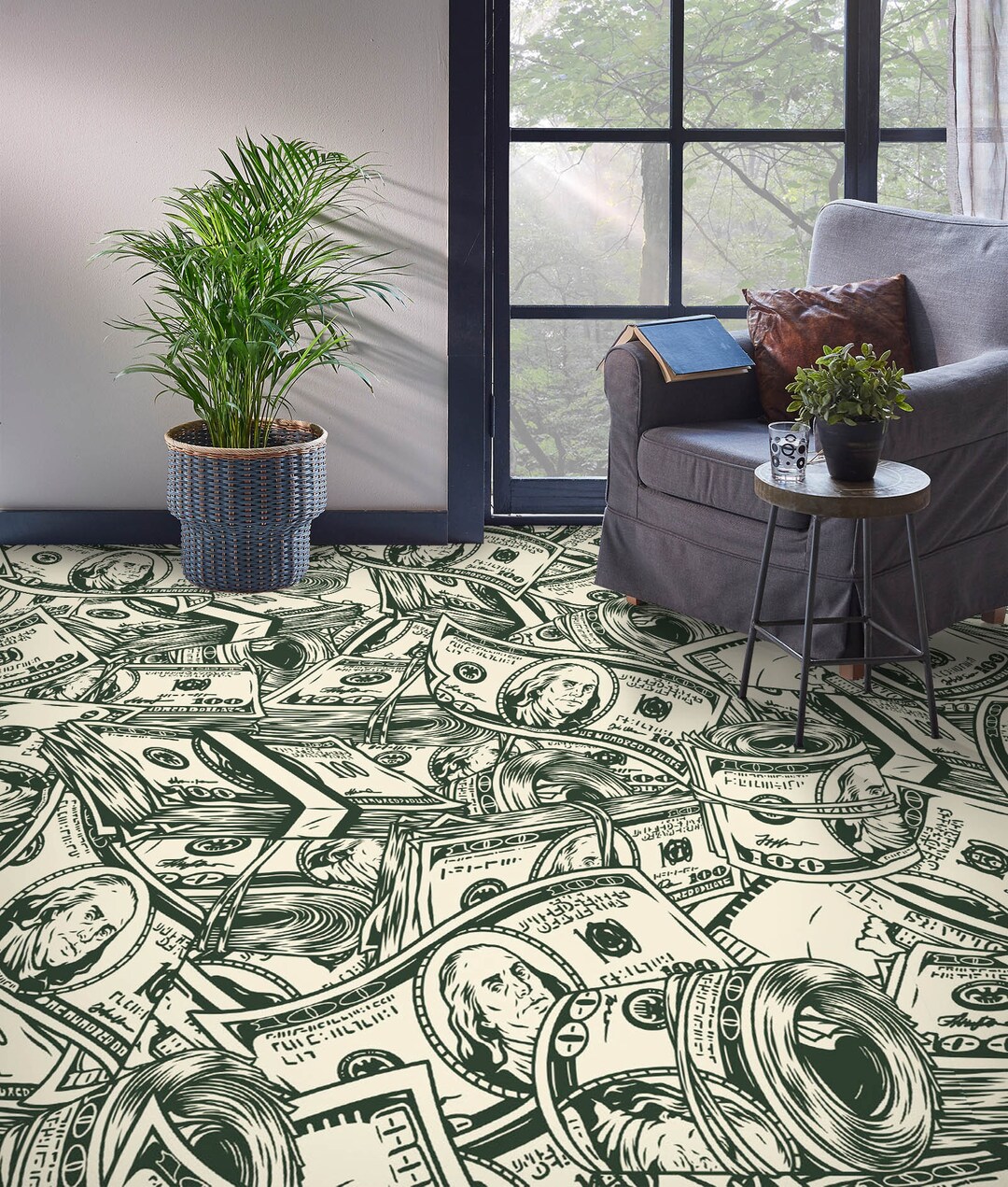 3D Dollar Banknotes 1357 Floor Wallpaper Murals Self-adhesive Removable ...