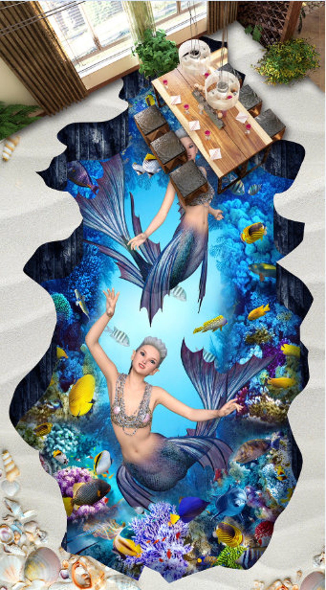 3D Beautiful Mermaid 0908 Floor Wallpaper Murals Self-adhesive - Etsy