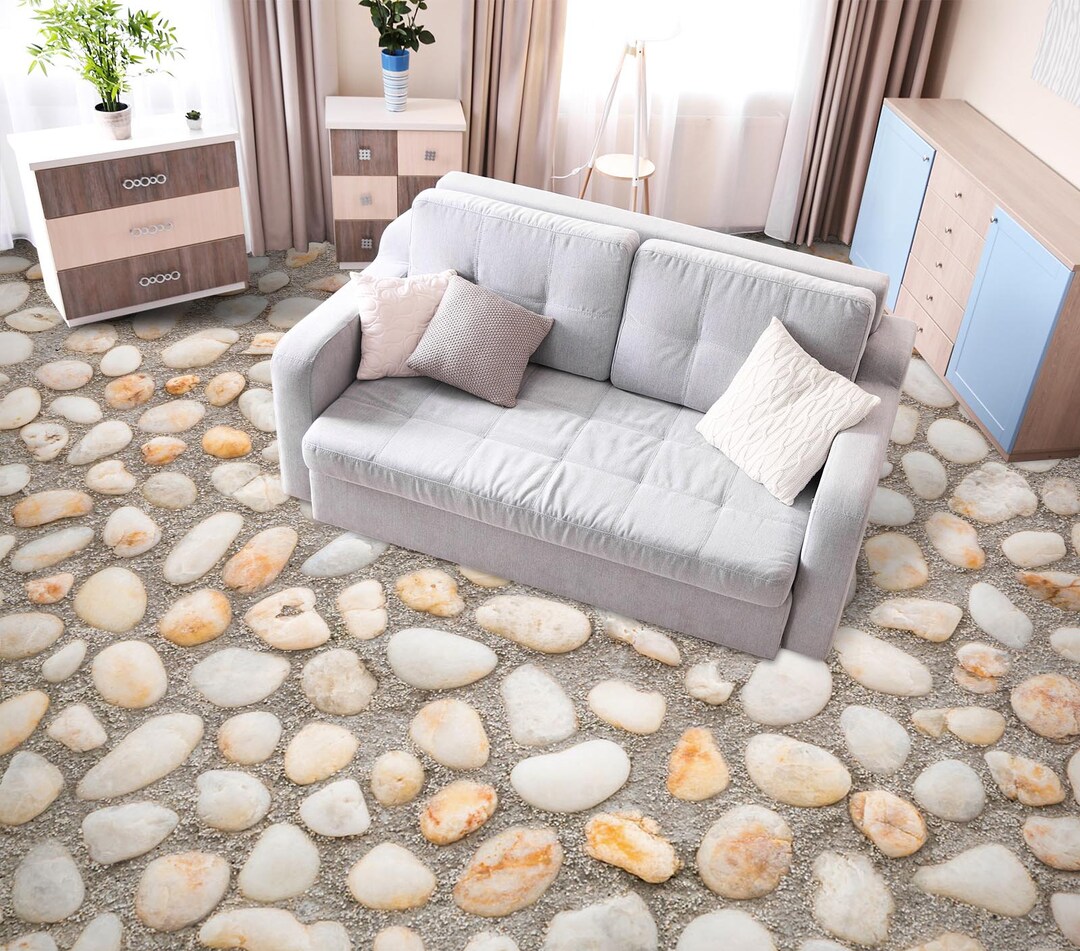 3D White Stone 1411 Floor Wallpaper Murals Self-adhesive Removable ...