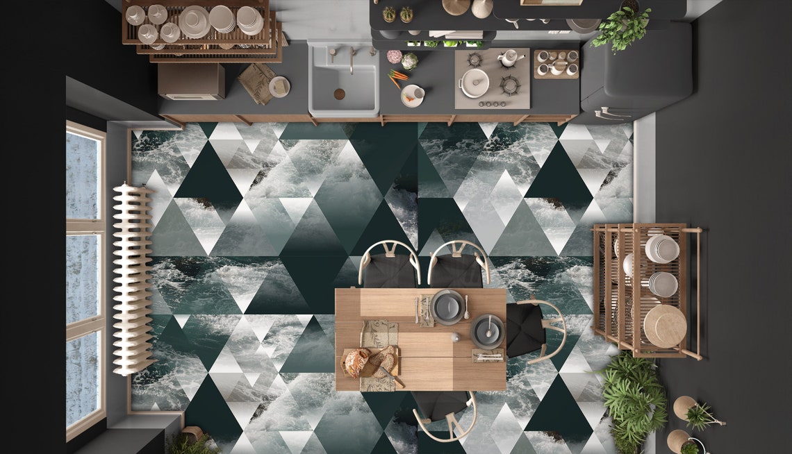 3D Landscape Triangles 9113 Floor Wallpaper Murals - Etsy