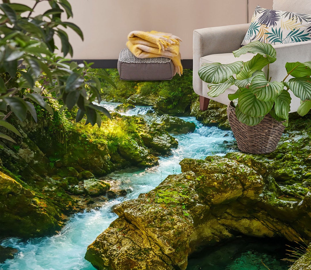 3D River Stones 5300 Floor Wallpaper Murals Self-adhesive Removable ...