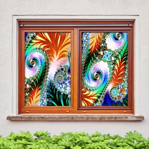3D Fantasy Record W2185 Window Film Print Sticker Cling Stained Glass ...