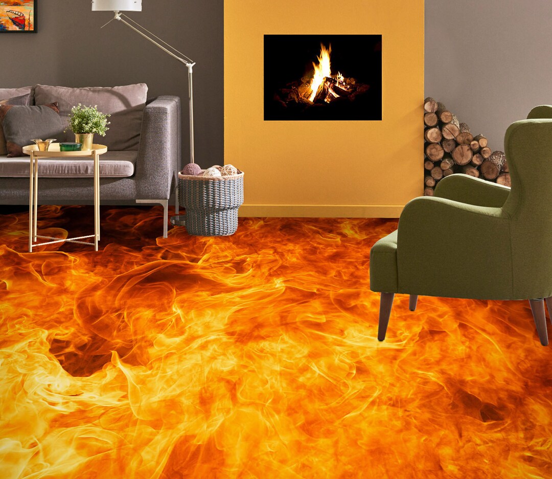 3D Warm Flame 8765 Floor Wallpaper Murals Self-adhesive Removable ...