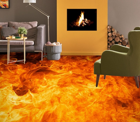 3D Warm Flame 8765 Floor Wallpaper Murals Self-Adhesive | Etsy