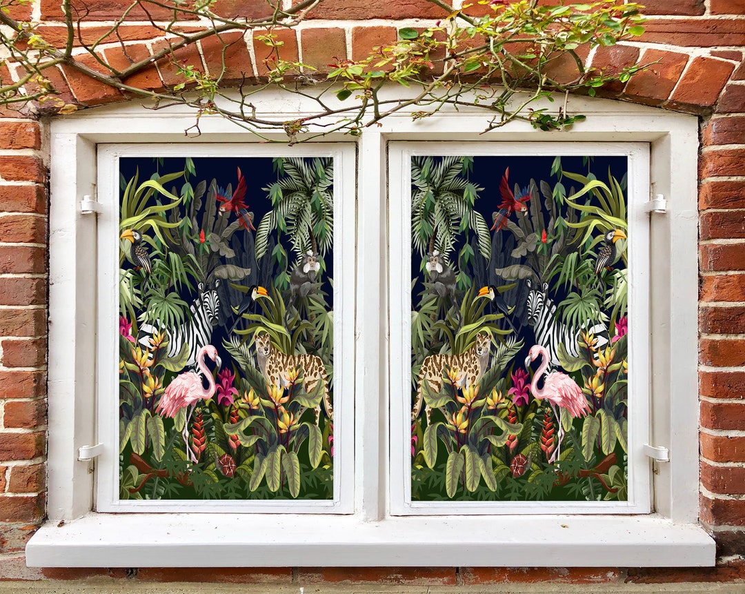 3D Pink Flamingo W293 Window Film Print Sticker Cling Stained Glass ...