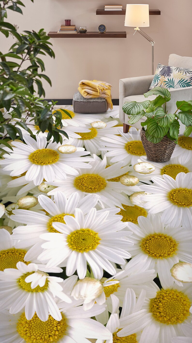 3D White Daisies 2436 Floor Wallpaper Murals Self-adhesive Removable ...