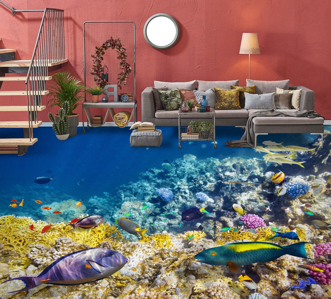 3D Ocean Fish 5446 Floor Wallpaper Murals Self-adhesive Removable ...