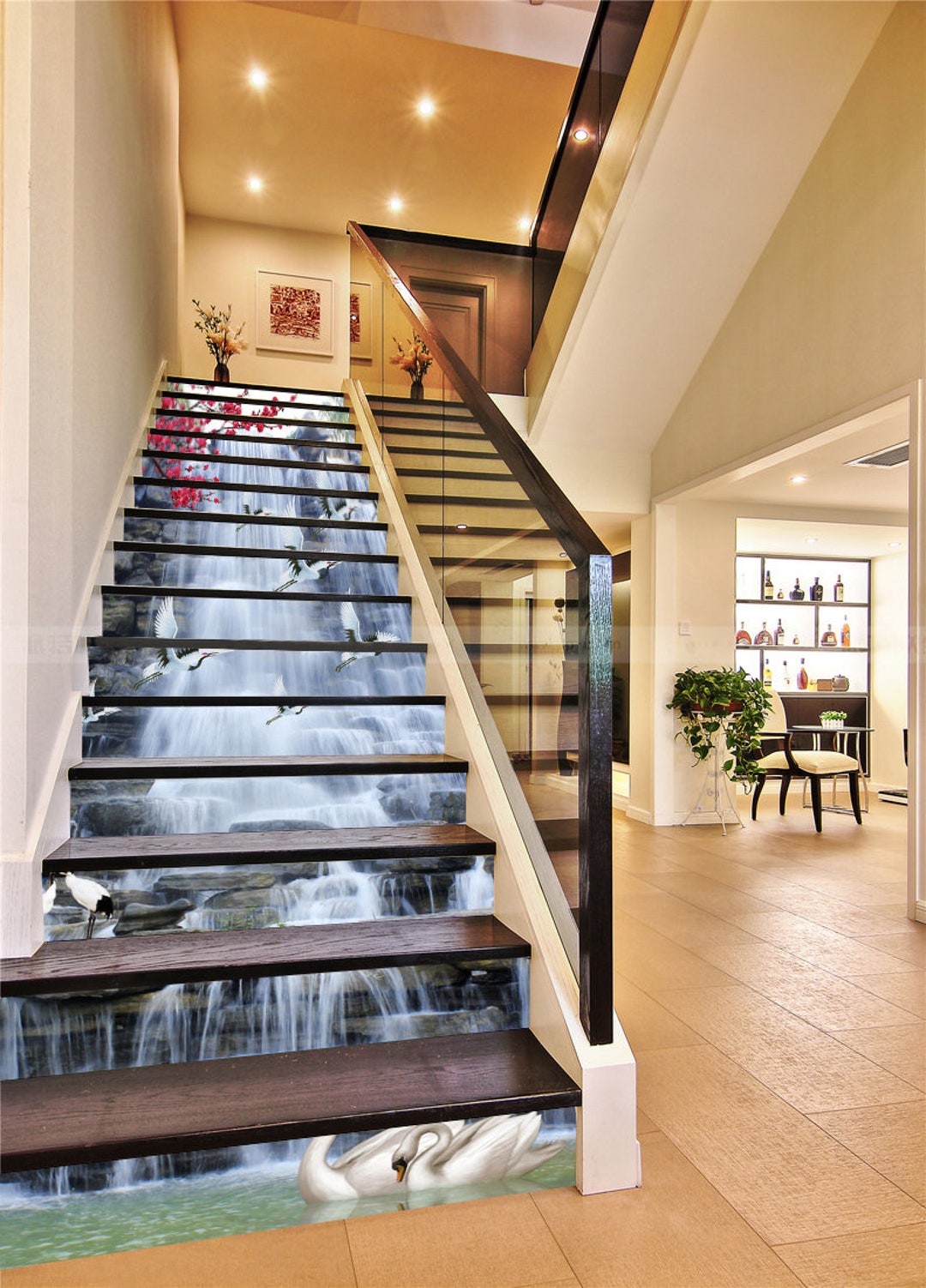 3D Flying Crane S1148 Pattern Tile Marble Stair Risers Decoration Photo ...