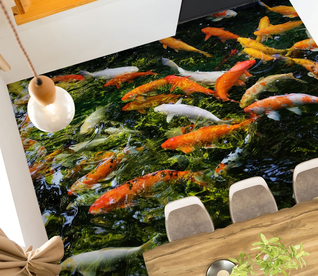 3D Small Goldfish 5845 Floor Wallpaper Murals Self-adhesive Removable ...