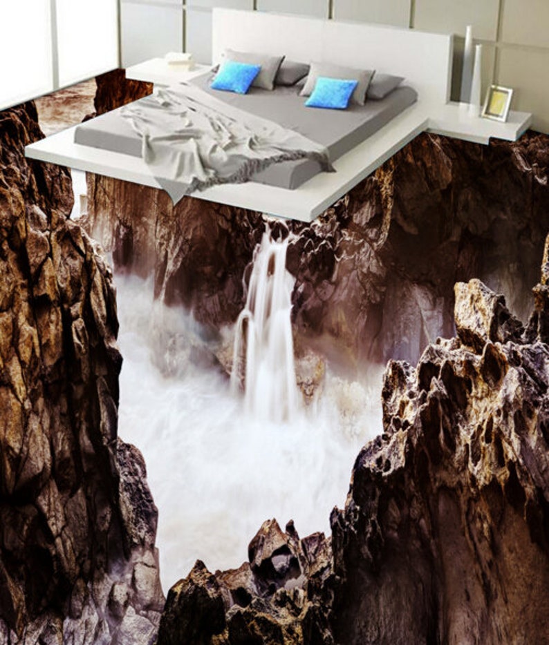 3D Waterfall Mountain 0510 Floor Wallpaper Murals - Etsy