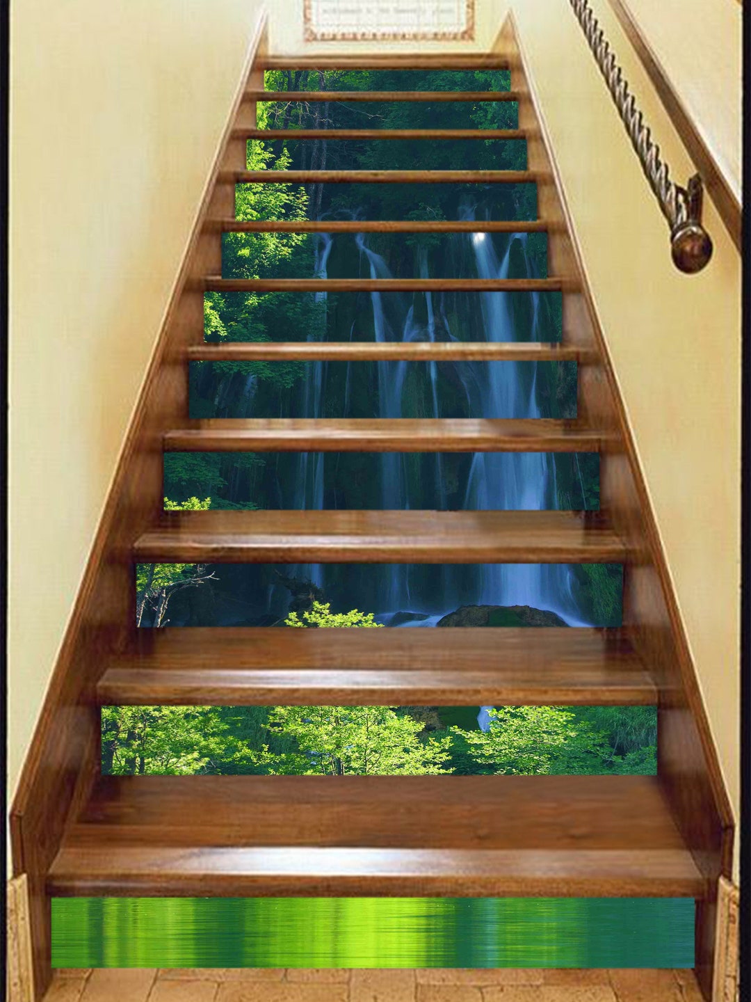 3D Waterfall Lake S1330 Pattern Tile Marble Stair Risers Decoration ...
