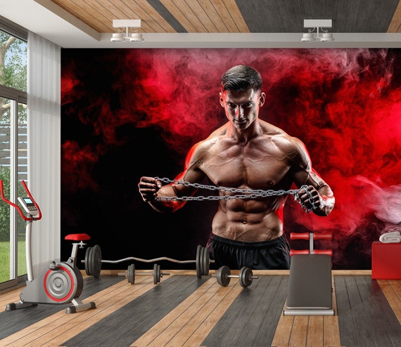 3D Red Smoke 5171 Gym Sports Wallpaper Mural Self Adhesive Peel and Stick Wall Sticker Wall Decoration Removable Workout Training Romy Etsy UK
