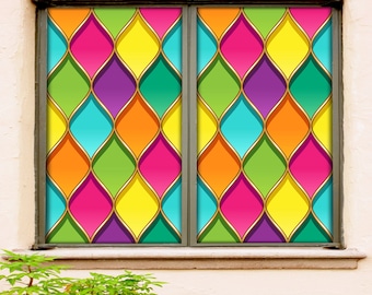 3D Geometry Pattern WD4130 Window Film Print Sticker Cling Stained ...