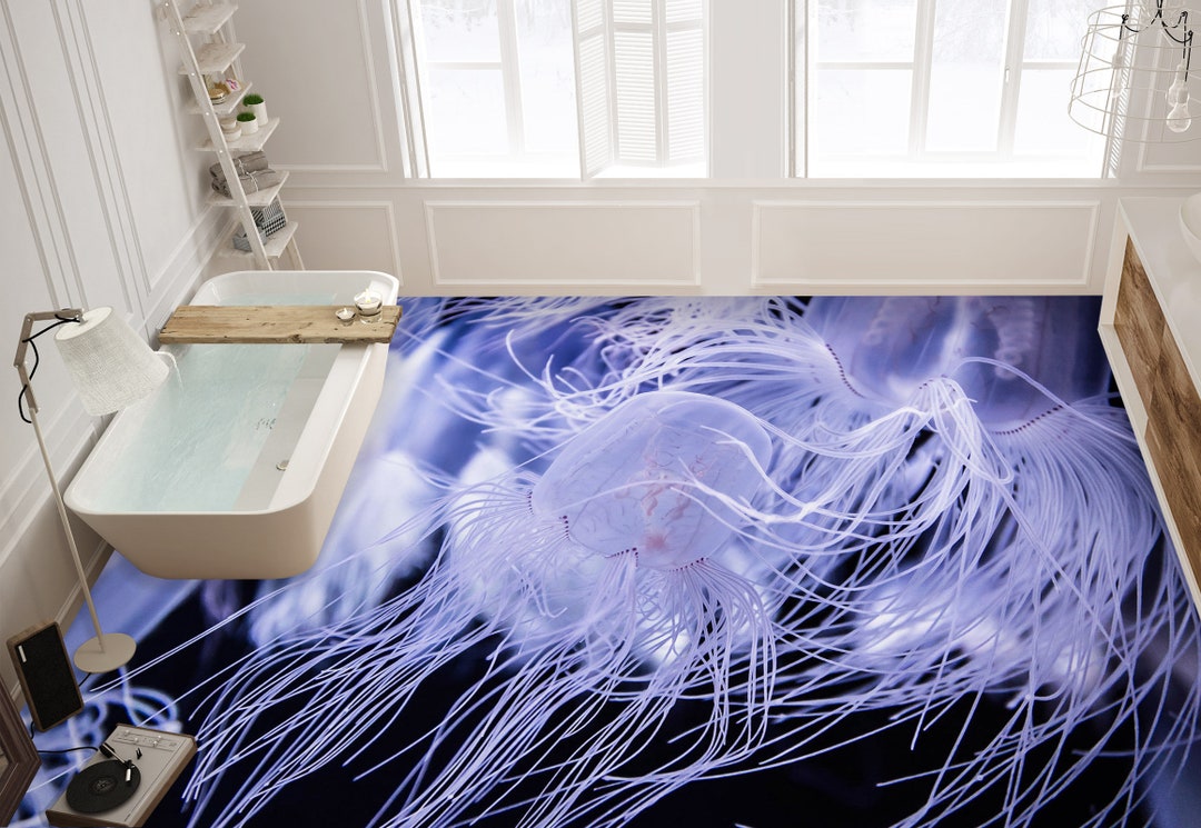3D Jellyfish 4063 Floor Wallpaper Murals Self-adhesive Removable ...