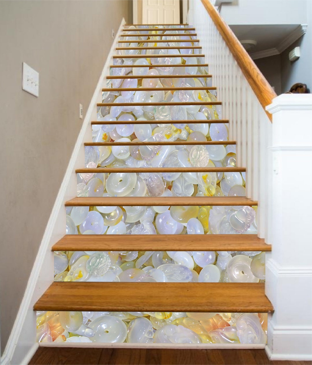3D White Jade S1433 Pattern Tile Marble Stair Risers Decoration Photo ...