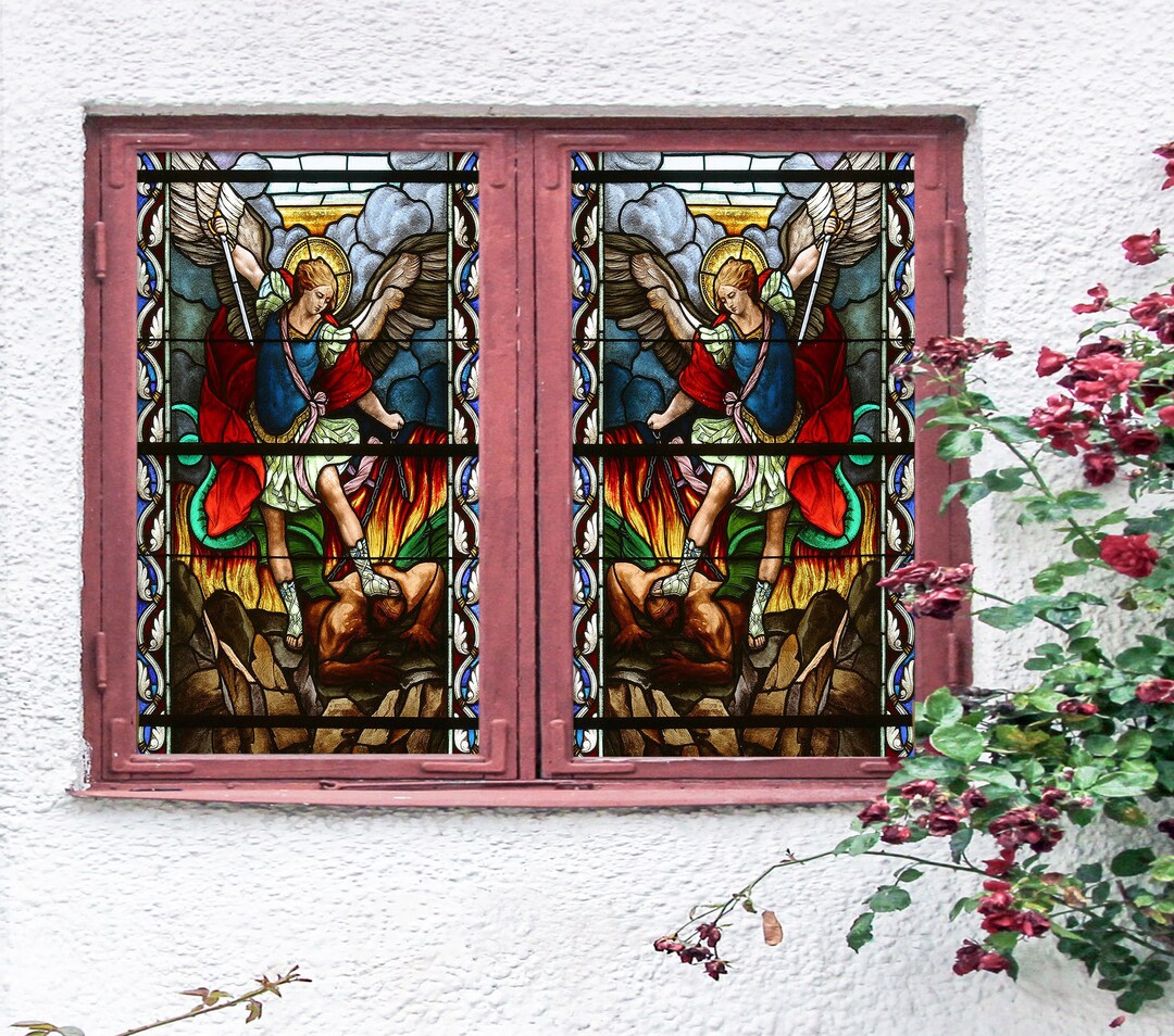 3D Conquest W1147 Window Film Print Sticker Cling Stained Glass Xmas ...