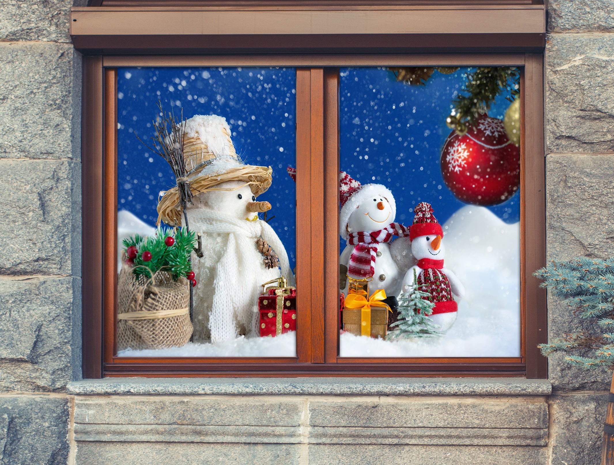 3D Snowmen W90 Christmas Window Film Print Sticker Cling - Etsy UK