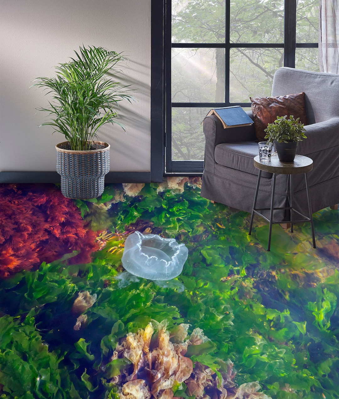 3D Sea Jellyfish 3761 Floor Wallpaper Murals Self-adhesive Removable ...