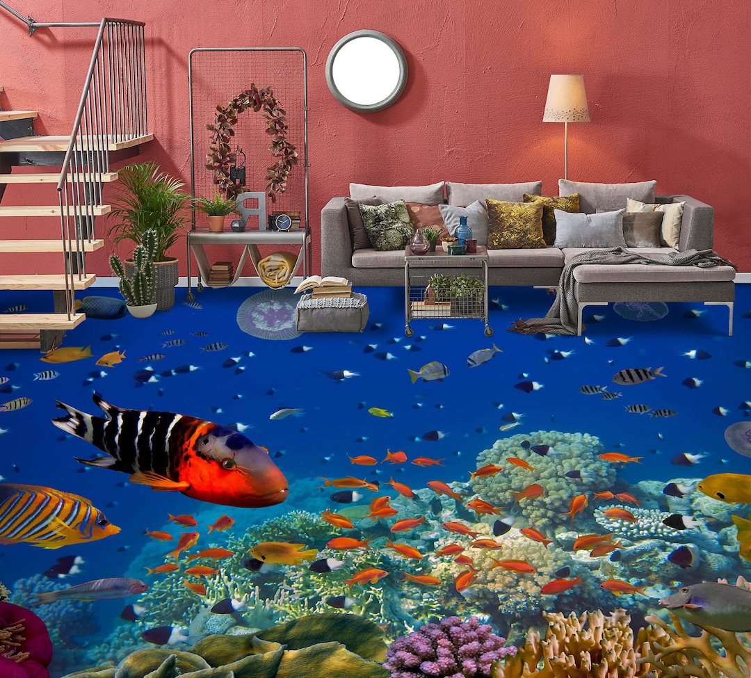 3D Ocean Fish 1414 Floor Wallpaper Murals Self-adhesive Removable ...