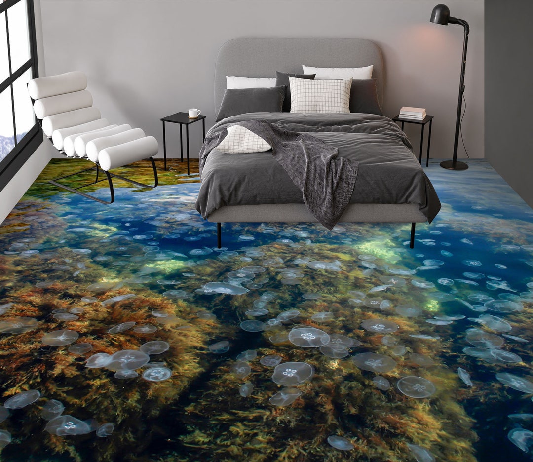3D Animal White Jellyfish 3385 Floor Wallpaper Murals Self-adhesive ...