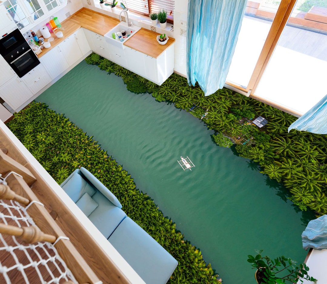3D Wide River 3645 Floor Wallpaper Murals Self-adhesive Removable ...