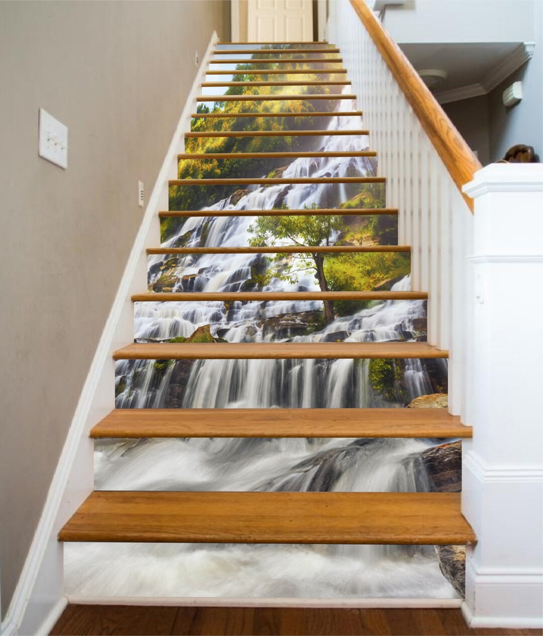 3D Waterfall Tree S1791 Pattern Tile Marble Stair Risers Decoration ...