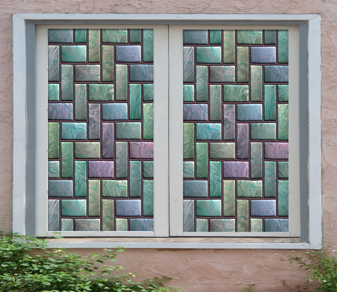 3D Rectangle Wall Tile W6132 Window Film Print Sticker Cling Stained ...