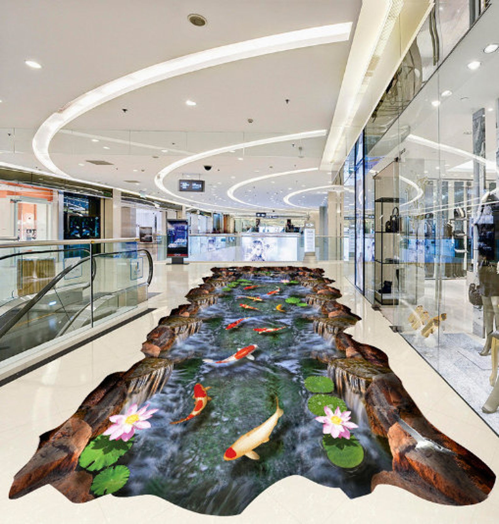 3D Koi Pond 1308 Floor Wallpaper Murals Self-adhesive | Etsy