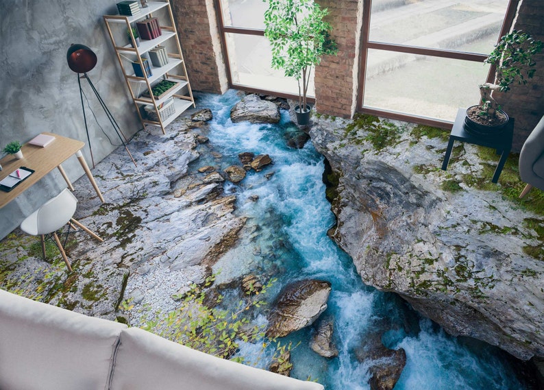 3D Narrow Turbulent River 6741 Floor Wallpaper Murals - Etsy