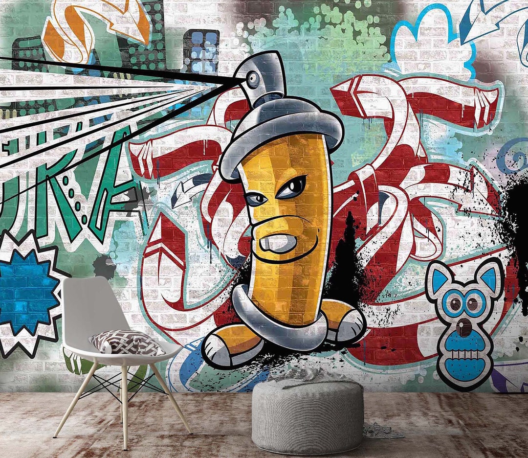 Graffiti Spray Can 1350 Wallpaper Mural Self Adhesive Peel and Stick ...