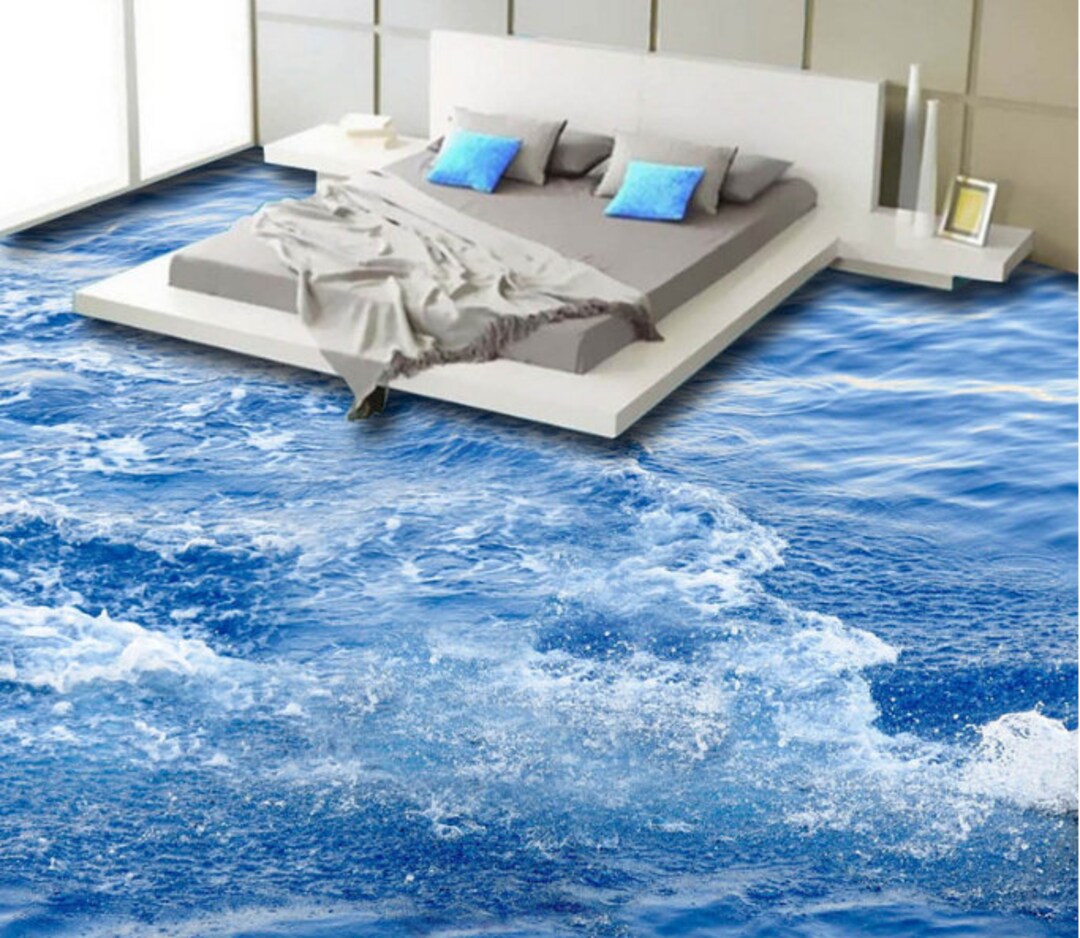 3D Blue Waves 1315 Floor Wallpaper Murals Self-adhesive Removable ...