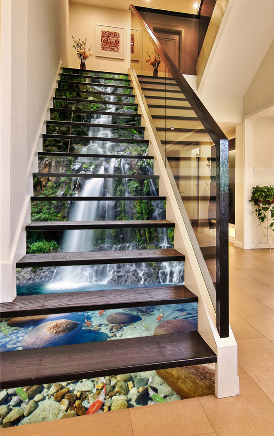 3D Nature Waterfall S1954 Pattern Tile Marble Stair Risers Decoration ...