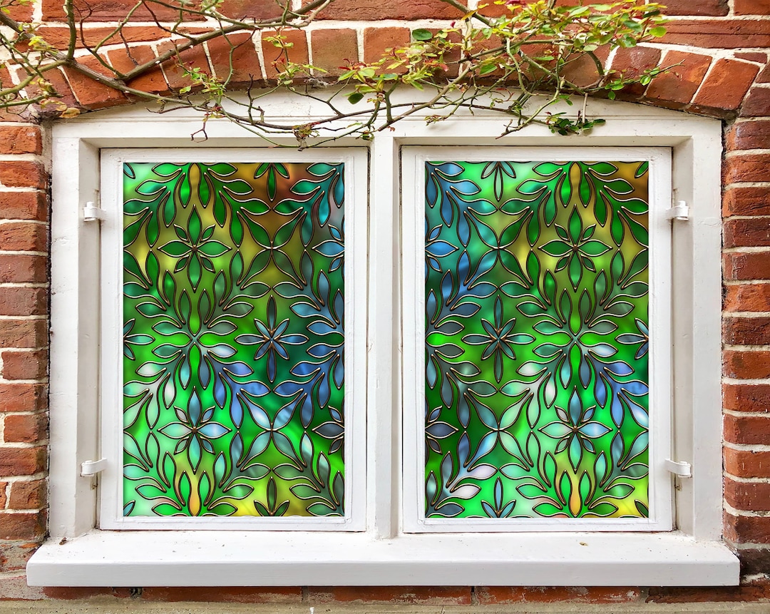 3D Rich Green Leaves W2290 Window Film Print Sticker Cling Stained ...