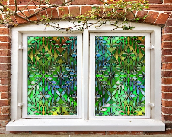 3D Rich Green Leaves W2290 Window Film Print Sticker Cling | Etsy